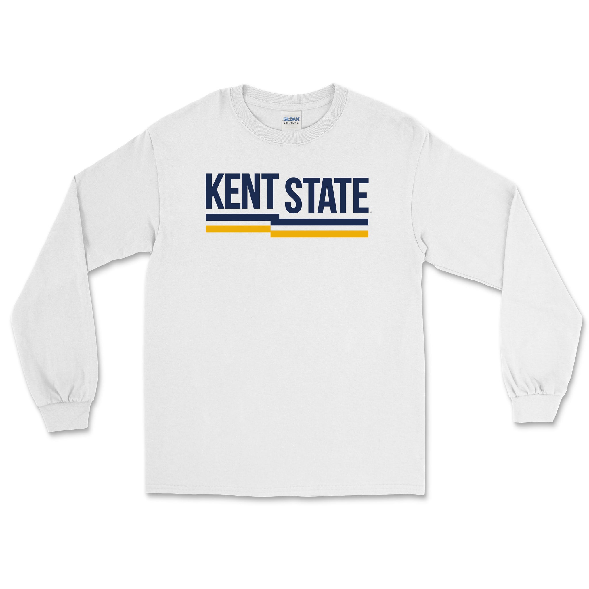 Kent State White Over Line Sleeve T-Shirt