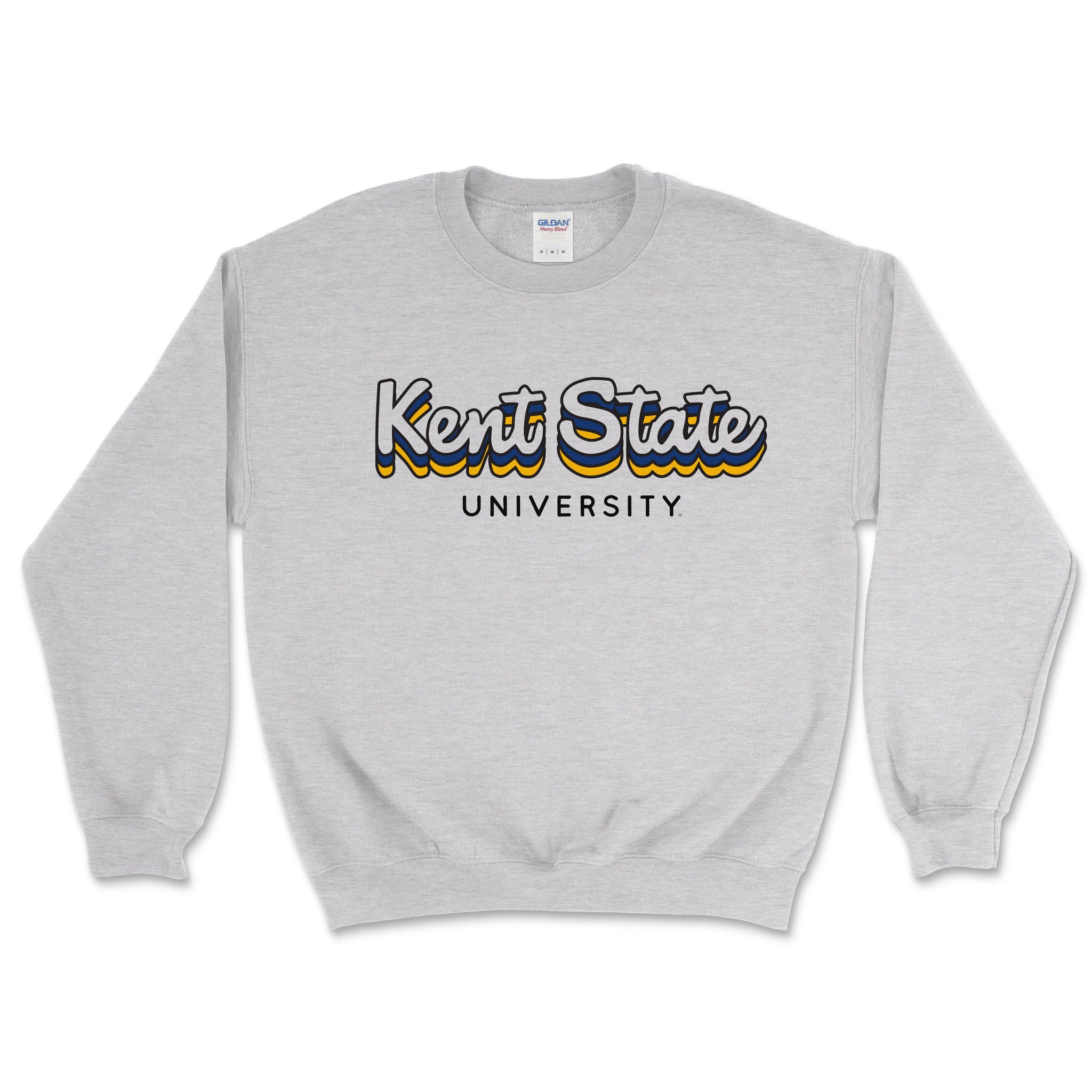 Kent State Light Gray Multi Layers With Color Center Crewneck Sweatshi